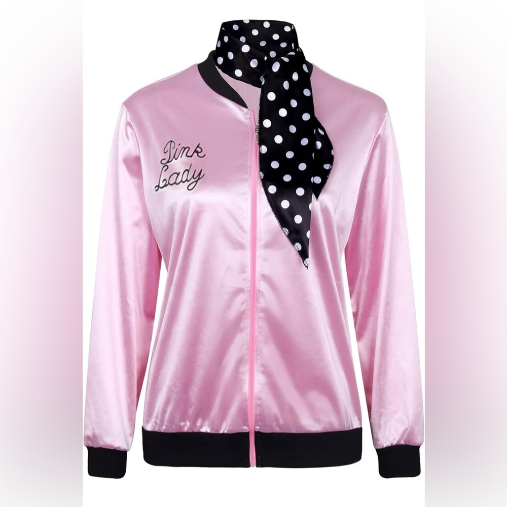 Pink Ladies Satin Jacket Halloween Costume - Gem